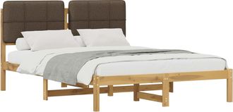 vidaXL Letto Con Testiera Rivestita Bianco Lavato E Taupe 160 X 200 Cm Vidaxl