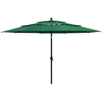 vidaXL Parasol de jardin &agrave; 3 niveaux avec m&acirc;t en aluminium vert 3,5 m Vidaxl