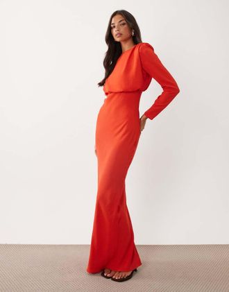 Asos robe longue &agrave; manches chauve-souris orange br&ucirc;l&eacute;