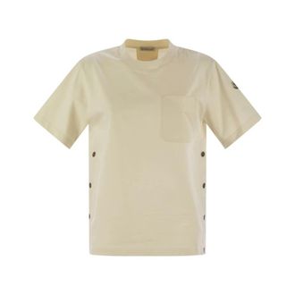 Moncler Homme, Tops, Blanc, Taille: S Patch-pocket Cotton T-Shirt