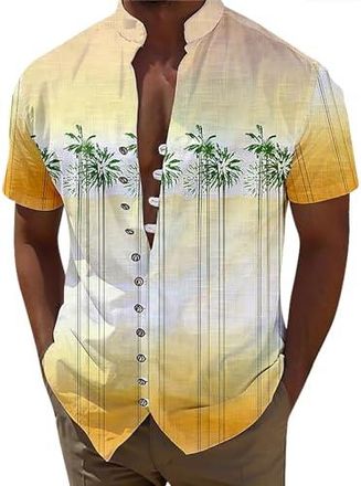 Generic Chemise hawa&iuml;enne &agrave; manches courtes pour homme - Pour vacances tropicales - Manches courtes - Motif floral funky - Col cuba - Pour les vacances, la pl