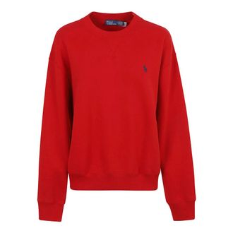 Ralph Lauren Femme, Sweatshirts et sweats &agrave; capuche, Rouge, Taille: 38 FR SweaT-shirt &agrave; col rond avec broderie de poney