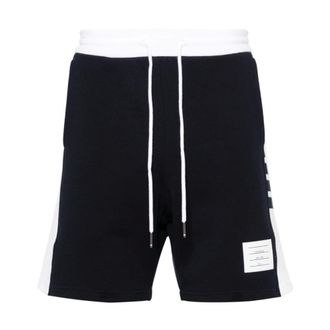 Thom Browne Homme, Shorts, Bleu, Taille: L Shorts Bleus avec 4 Barres