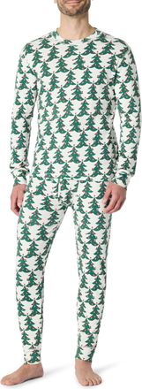 Amazon Essentials Herren Passende Weihnachts-Pyjama-Sets für die ganze Familie, Winterbäume, L