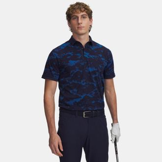 Under Armour Drive Printed Rib Poloshirt f&uuml;r Herren Varsity Blau / Midnight Blaue Marine / Wei&szlig; XXL