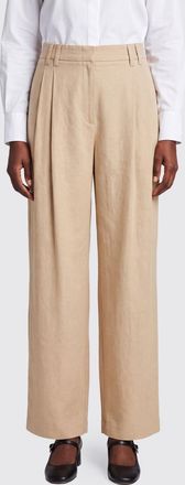 Brunello Cucinelli Pantalon large pliss&eacute; &agrave; taille haute en m&eacute;lange de coton