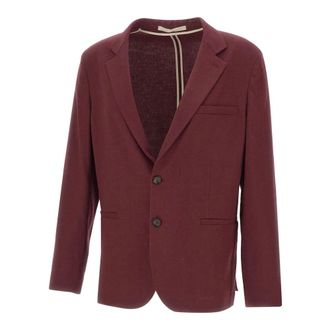 Paolo Pecora Homme, Vestes, Rouge, Taille: XS Veste Blazer en Lin M&eacute;lang&eacute;