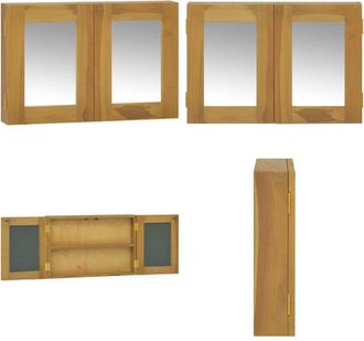 vidaXL Spiegelschrank 60x10x40 cm Massivholz Teak - Teekholzkasten - Badezimmerregal - Spiegelkommode - Aufbewahrungsbox - Wandh&auml;ngeschrank - Home & Living