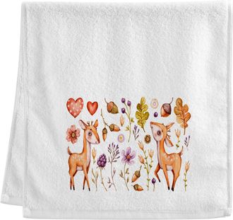Naanle Aquarell Herbst Hirsch Handtücher Weiß Badetücher 100% gekämmte ringgesponnene Baumwolle weich saugfähig Badezimmer Handtuch Küche Geschirrspülhandtüc