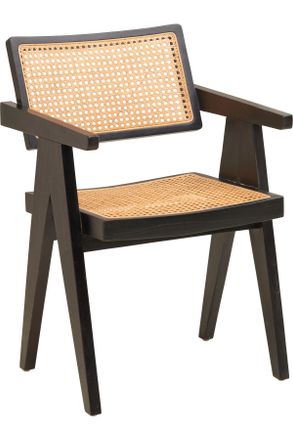 Livetastic Armlehnstuhl Wiener Geflecht, Natur, Schwarz, Holz, Rattan, Teakholz, massiv, Wiener Geflecht, 58x80x55 cm, Esszimmer, St&uuml;hle, Esszimmerst&uuml;hle, Armleh