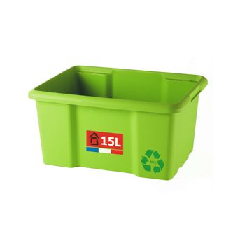 Sundis Aufbewahrungsbox 15L, aus recyceltem Kunststoff gr&uuml;n, L.45,5XL.36,5X H23cm, stapelbar, vielseitig einsetzbar, ideal f&uuml;r die Werkstatt, zum Heimwerken 