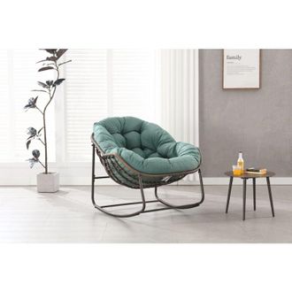 Liberte Liberté - Fauteuil à bascule rocking-chair confortable avec coussin épais pour intérieur et extérieur, vert
