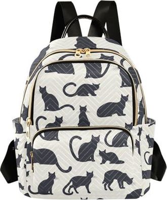 Mnsruu Mini sac à dos pour femme - Motif chat mignon - Noir - Petit sac à dos tendance - Sac à dos décontracté, Multi318, M