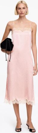 Arket Slipkleid Mit Spitze -Rosa