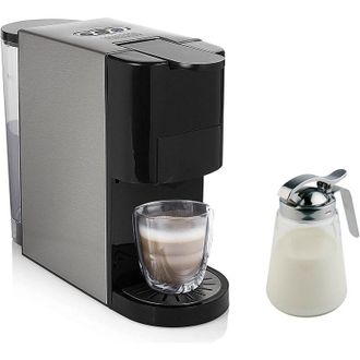 Princess Set: 4in1 Kapselkaffeemaschine f&uuml;r Kapseln, Pads, Kaffeepulver & Milchk&auml;nnchen