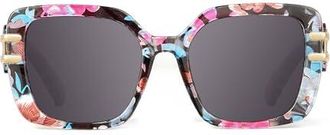 JM Lunettes de soleil polarisées carrées surdimensionnées pour femmes, grandes lunettes de soleil rétro UV400 Florale