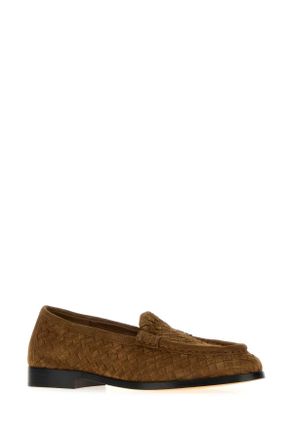 Bottega Veneta Woven Suede Loafers - Brown