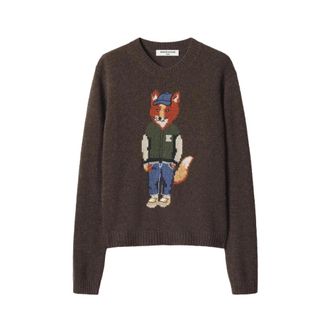 Maison Kitsun&eacute; Pullover mit Rundhalsausschnitt Dressed Fox - - Knitwear - Damen - Braun - S