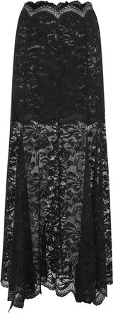 Paco Rabanne Femme, Jupes, Noir, Taille: 34 FR Scalloped Lace Maxi Skirt