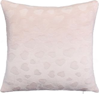 Brandsseller Dekokissen 45 x 45 cm Sofakissen Kuschelkissen Plüschkissen aus Flanell 220 g/m² mit Herzen - Rosa