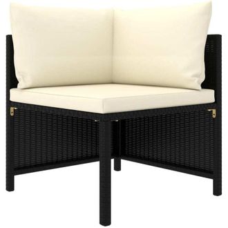 vidaXL Vidaxl - Canap&eacute; dangle sectionnel avec coussins Noir R&eacute;sine tress&eacute;e