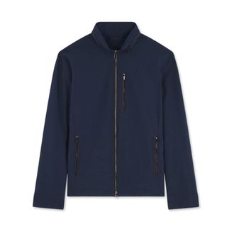 Paul & Shark Homme, Vestes, Bleu, Taille: L Veste Stretch Imperm&eacute;able avec D&eacute;tails en Alcantara