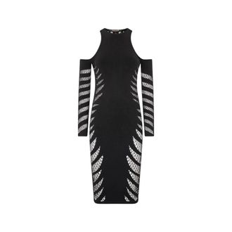 Roberto Cavalli Femme, Robes, Noir, Taille: ONE Size Robe Midi à Motif Zèbre