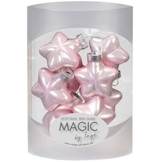 Inges Christmas Decor MAGIC 8 Sterne 4cm Glas Weihnachtsschmuck Weihnachtsdeko Christbaumkugeln Weihnachtskugeln Christbaumschmuck Deko Kugeln (Lovely Magnolia | rosa matt 