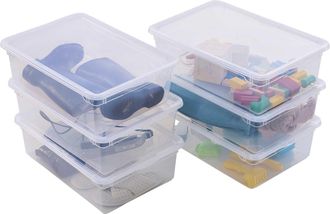 Sundis Clear Box 6 St&uuml;ck 22L Kunststoff Aufbewahrungsbox mit Deckel Stapelbar Stapelbar Winterstiefel Stiefel Schuhe Aufbewahrungsbox