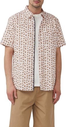 s.Oliver Regular Fit: Gemustertes Kurzarmhemd aus Baumwollstretch