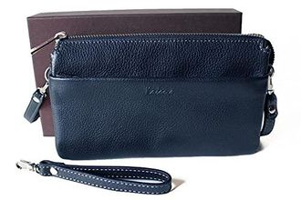 Katana Pochette cuir v&eacute;ritable avec lani&egrave;re bandouli&egrave;re 5 emplacements et son coffret (Marine),Marine,Taille unique