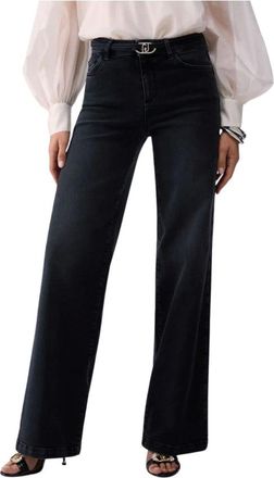 Liu Jo Femme, Jeans, Noir, Taille: W24 Jean &eacute;vas&eacute; taille haute