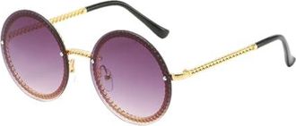 Generic Lunettes de soleil rondes féminines tendance vintage de luxe sans monture pour dames dégradé de qualité pour femmes 2026