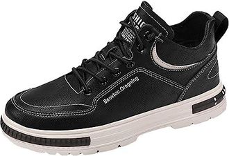 Generic Baskets décontractées pour homme - Coupe large - Baskets montantes en similicuir avec semelles épaisses - Antidérapantes - Légères - Chaussures de mar