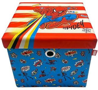 Disney Spider-Man Ottomanen-Aufbewahrungsbox, faltbar, quadratische Spielzeugtruhe, Box mit Deckel für Kinder, Fußhocker, belastbar bis zu 30 kg