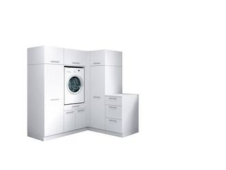 Laundreezy Waschraum Komplett-Set, Wei&szlig; - Modulares Schranksystem f&uuml;r Waschk&uuml;che & Hauswirtschaftsraum - 186 x 200 x 68 cm (B/H/T)