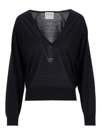 Forte_Forte Pull Col Rond - Bleu