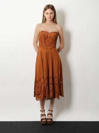 Charo Ruiz Ibiza Womens Long Dress Marlin Brown Cotton