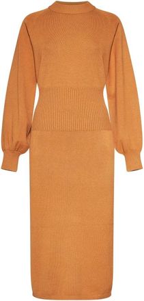 Silvian Heach Femme, Robes, Brun, Taille: 36 FR Robe Midi à Manches Ballon