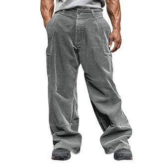 Generic Pantalon cargo pour homme - Noir - Pantalon de loisirs baggy en velours c&ocirc;tel&eacute; - Couleur unie - Pantalon long - Confortable - Pantalon chino - Multi p