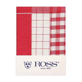 ROSS 3er Pack Baumwoll-Geschirrtuch 1605 rot, 50x70 cm