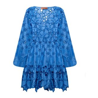 Ermanno Scervino Femme, Robes, Bleu, Taille: 36 FR Robe en dentelle avec broderie anglaise et jupe &eacute;vas&eacute;e