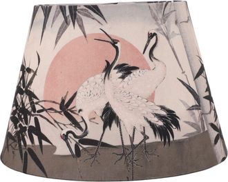 Generic Lampenschirm Im Chinesischen Stil, Stoff, E27, E14, Roter Gekrönter Kranich, Dekorativer Trommel-Lampenschirm für Tisch- und Stehlampen, Hängeleuchte