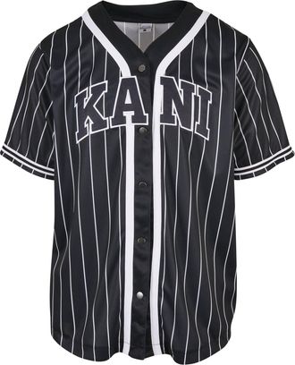 Karl Kani Herren KM221-115-1 Serif Pinstripe Baseball Shirt Black, XS