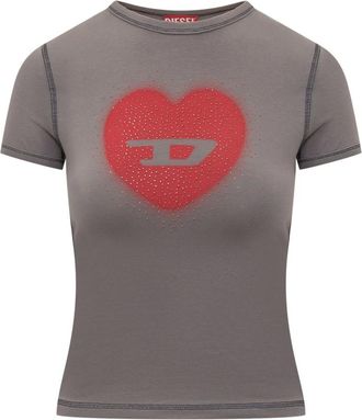 Diesel Femme, Tops, Gris, Taille: 42 FR T-shirt ras du cou