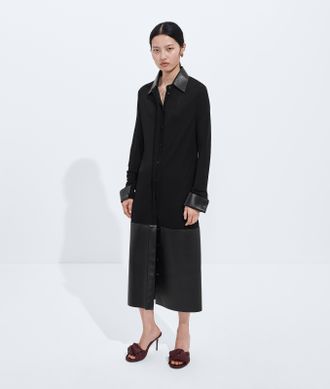 Bottega Veneta Robe en jersey de viscose et cr&ecirc;pe - Noir - Femme - 32