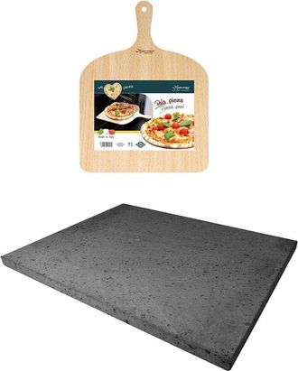 Eppicotispai MAAJ Eppicotispai Pizza-Set mit Kochstein und Pizzaschieber, Silber