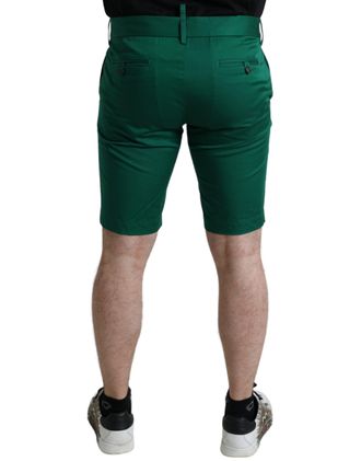 Dolce & Gabbana Deep Green Cotton Stretch Men Bermuda Shorts Elastane