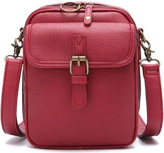 Generic Balconfoster Sac à bandoulière classique, multifonctions, large bandoulière réglable, cuir vintage double couche, Rouge, One size