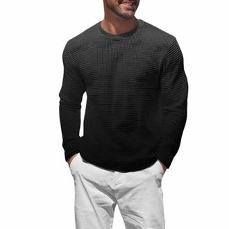 Generic DENGJIAMY Chemises gaufr&eacute;es pour homme, T-shirt &agrave; manches longues d&eacute;grad&eacute;, v&ecirc;tements tendance, t-shirts d&eacute;contract&eacute;s &agrave; col rond, hauts de printemps cl
